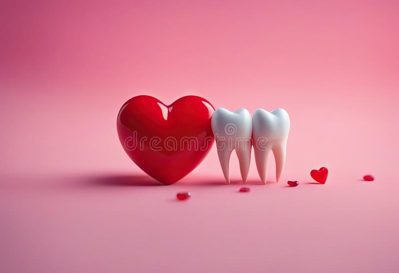 Care Background Oral Red Teeth Heart Concept St Pastel Two Stock ...