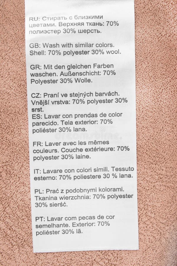 Care and composition label stock image. Image of laundry - 236936413