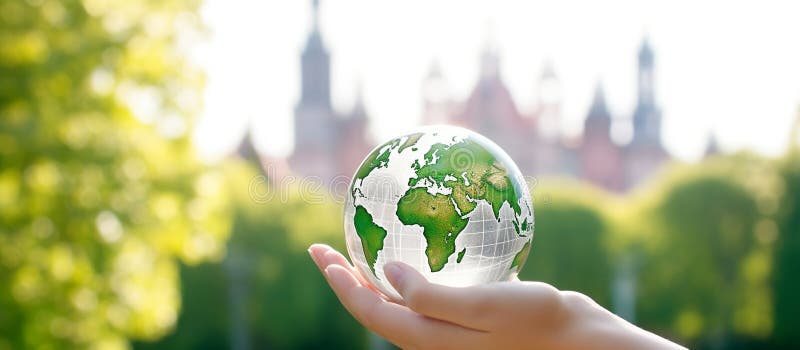 Care for the Environment. People S Hands Embrace a Man-made Globe ...