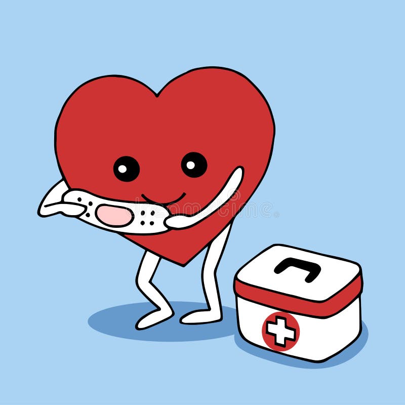 Kind Heart Helping Pain Heart Vector Hand Drawn Illustration Stock ...