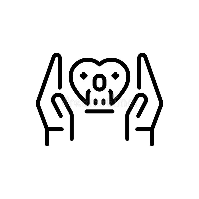 Black Line Icon for Care, Health Care and Safe Stock Illustration ...