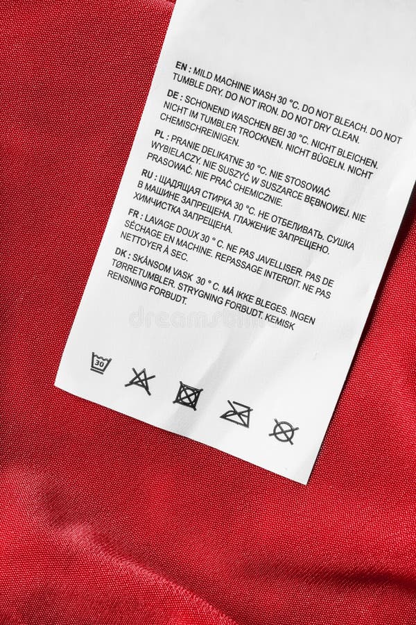 Care Instructions Clothing Label Stock Image - Image of languages, sign ...