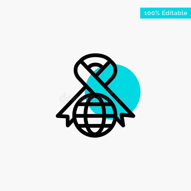 Care, Ribbon, Globe, World Turquoise Highlight Circle Point Vector Icon ...