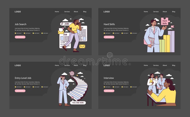 Career Advancement Set. Vector Illustration. Stock Vector ...