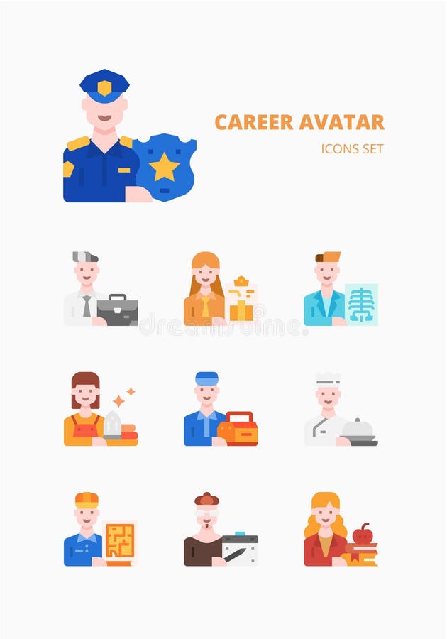 Career avatar icons packs stock vector. Illustration of occupation ...