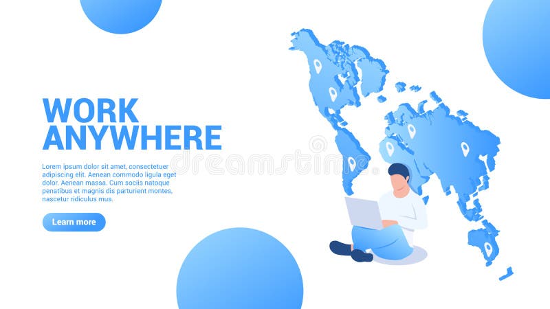 Work Anywhere. Vector Illustration in Isometric Style. Isolated on ...