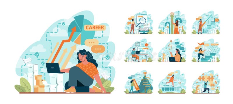 Career Concept Set. Idea of Personal Professional Progress Stock Vector ...