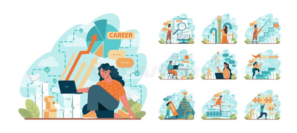 Career Concept Set. Idea of Personal Professional Progress Stock Vector ...