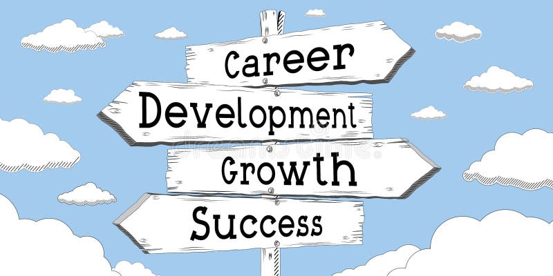 Career, Development, Growth, Success - Outline Signpost with Four ... Career, Development, Growth, Success - Outline Signpost with Four ...