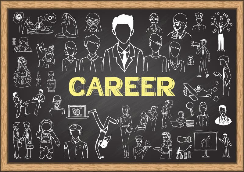 Career Doodles on Chalkboard. Stock Vector - Illustration of ...