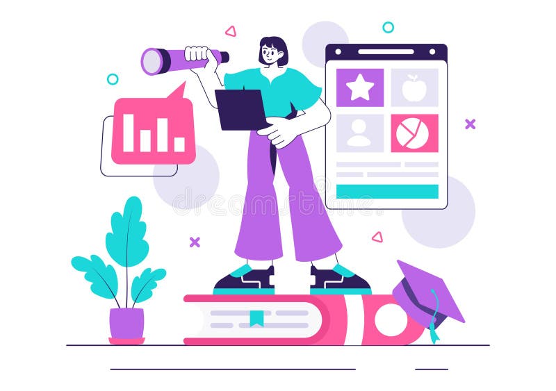 Career Education Vector Illustration Featuring a Growth Oriented ...