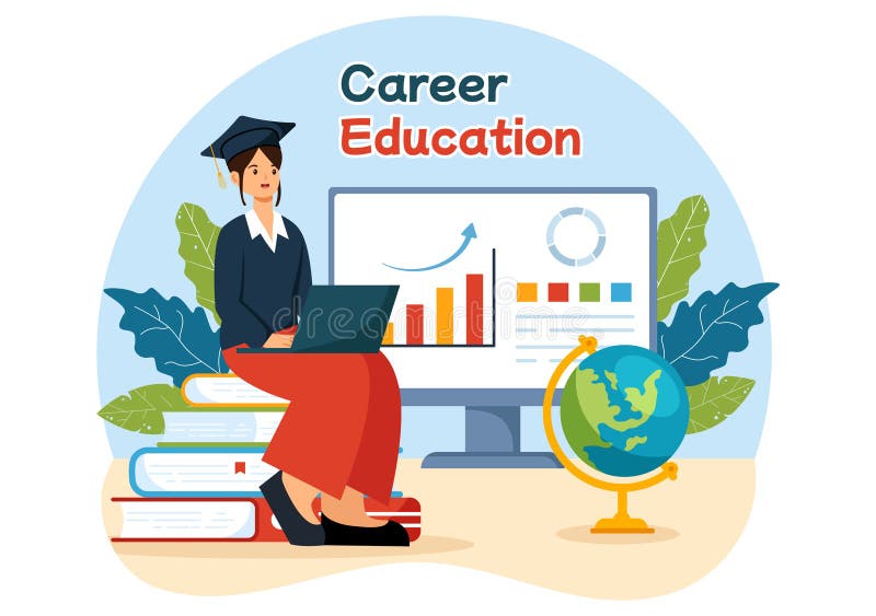 Career Education Vector Illustration with Growth Concept Learning Model ...