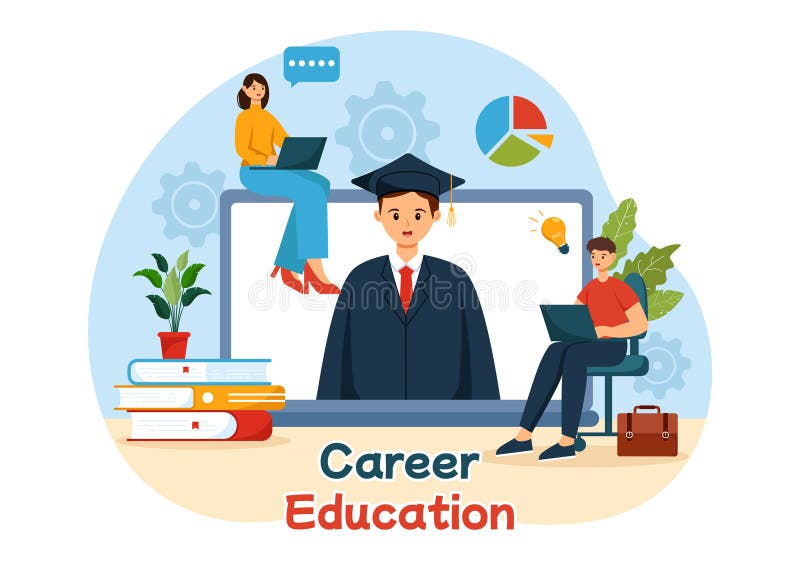 Career Education Vector Illustration with Growth Concept Learning Model ...
