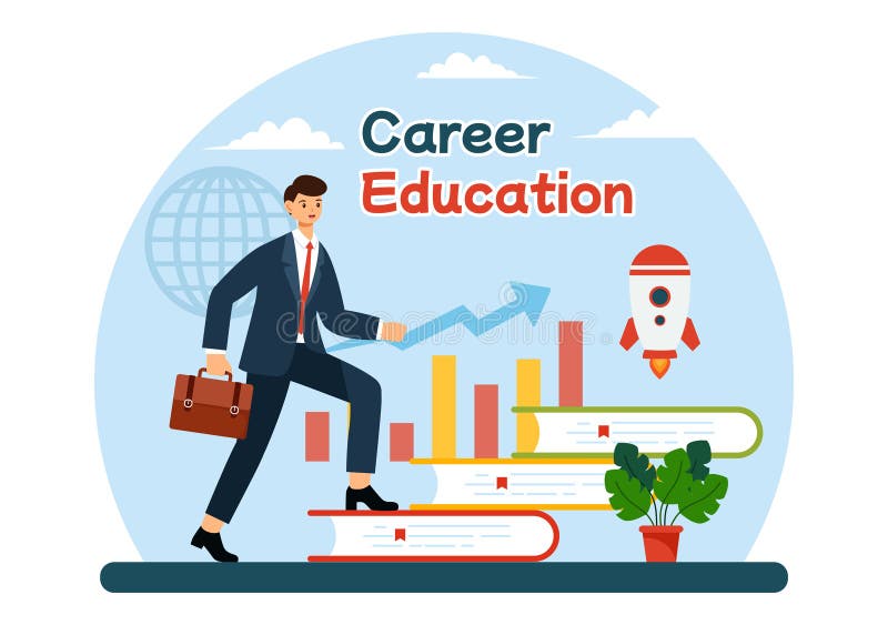 Career Education Vector Illustration with Growth Concept Learning Model ...