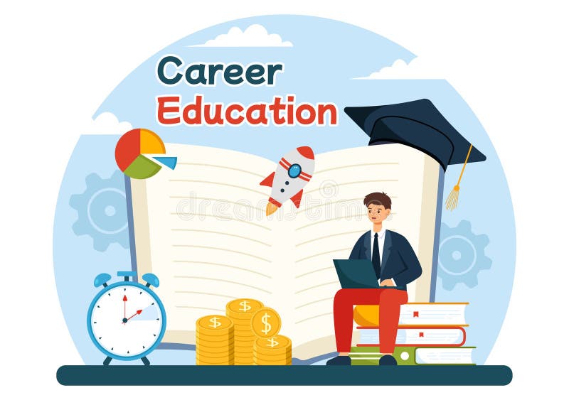 Career Education Vector Illustration with Growth Concept Learning Model ...