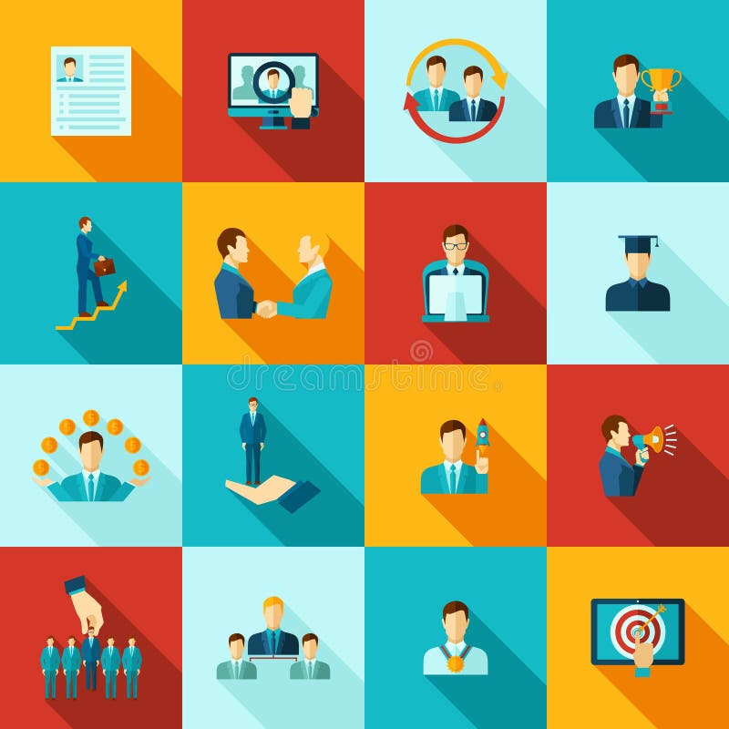 Career Flat Icons Set stock vector. Illustration of cartoon - 55199824