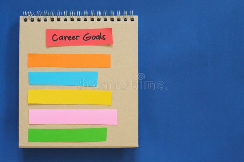 Career Goals Concept. Checklist of Goals in Note Pad in Blue Background ...