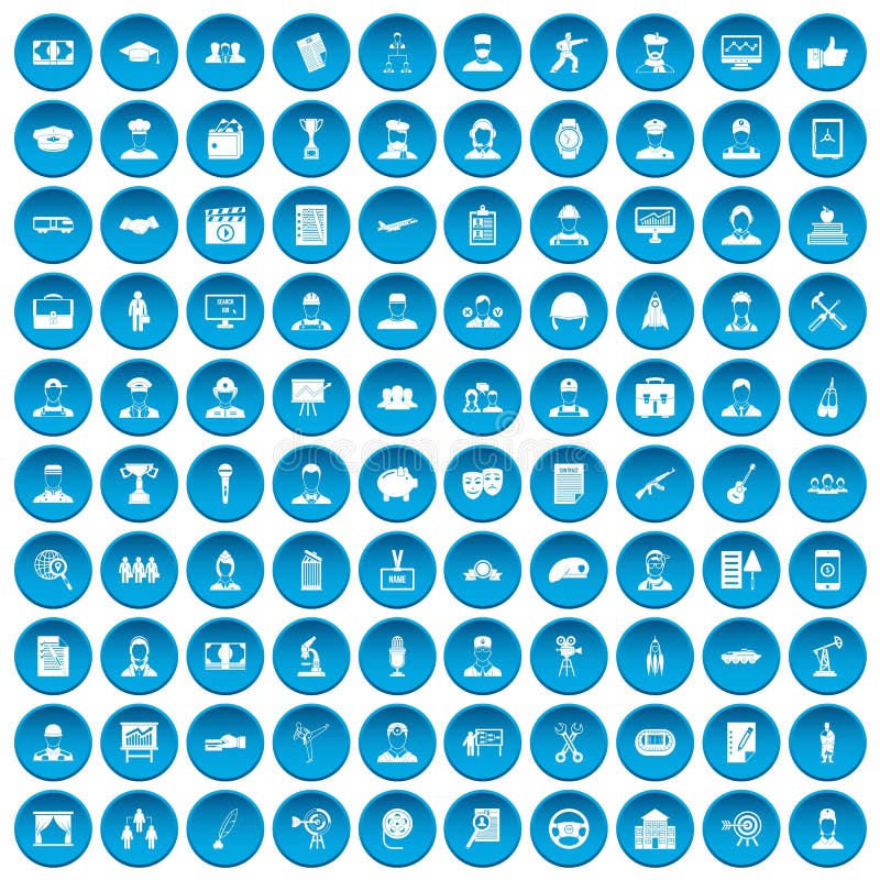 100 career icons set blue stock vector. Illustration of fortune - 96493110