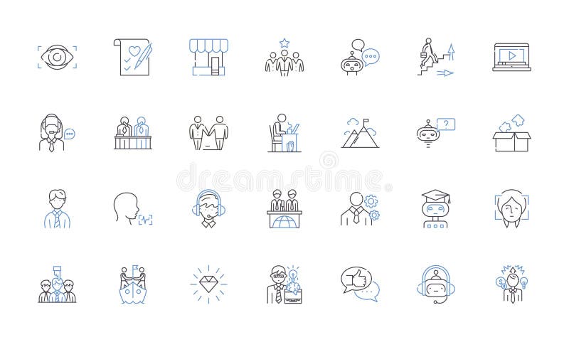 Career Improvement Line Icons Collection. Growth, Advancement ...