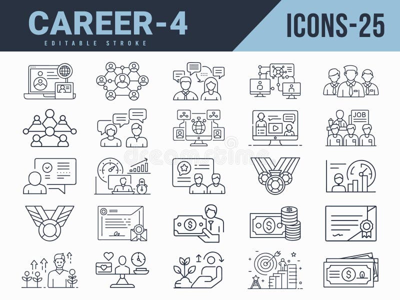 Career Line Editable 25 Icons Set. Vector Illustration in Modern Thin ...