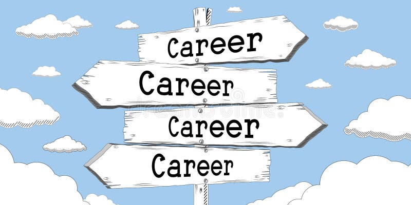 Career - Outline Signpost with Four Arrows Stock Illustration ... Career - Outline Signpost with Four Arrows Stock Illustration ...