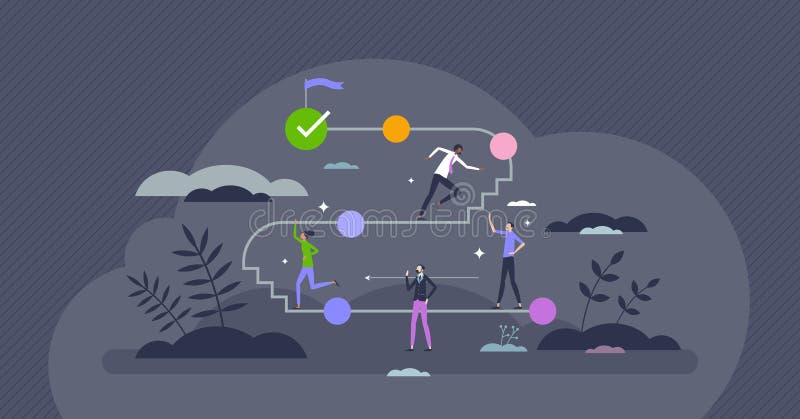 Career Path Roadmap As Work Challenge Development Route Tiny Person ...