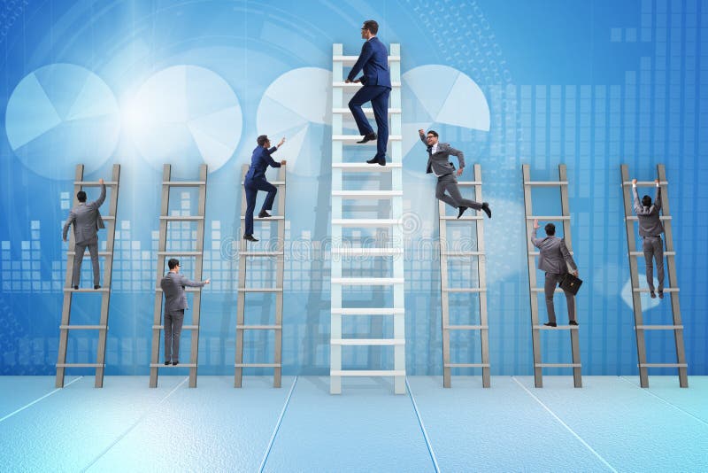 The Career Progression Concept with Various Ladders Stock Photo - Image ...