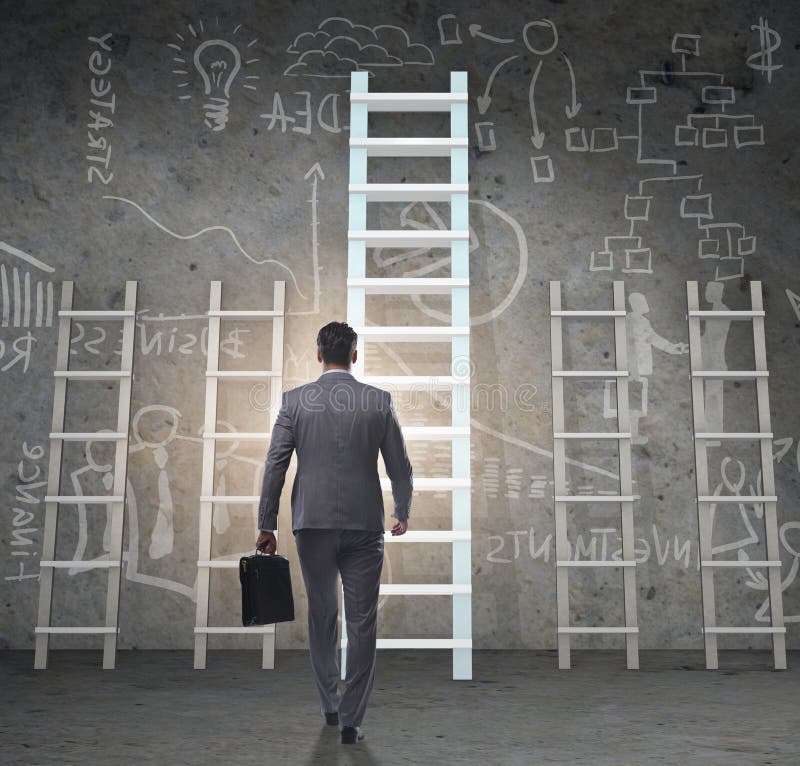 Career Progression Concept with Ladders and Staircase Stock Photo ...