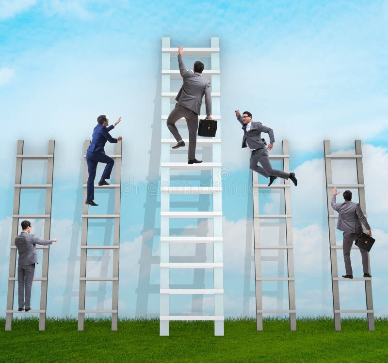 Career Progression Concept with Various Ladders Stock Image - Image of ...