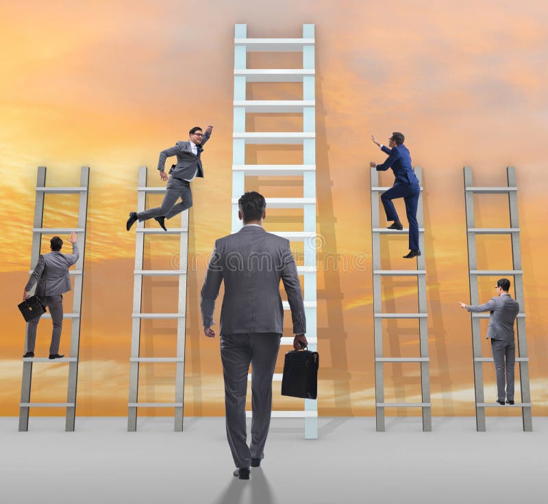 Career Progression Concept with Various Ladders Stock Photo - Image of ...