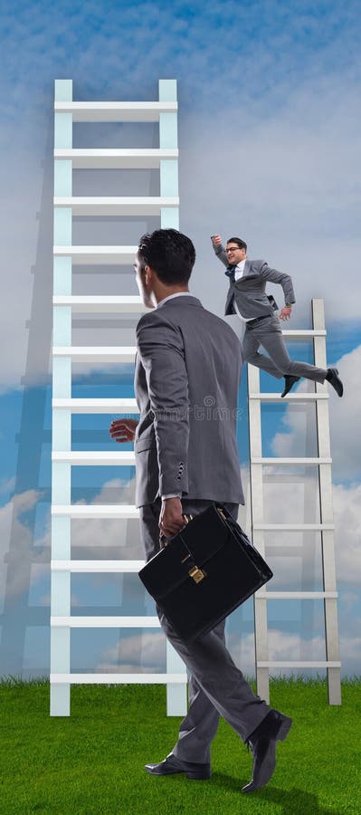The Career Progression Concept with Various Ladders Stock Photo - Image ...