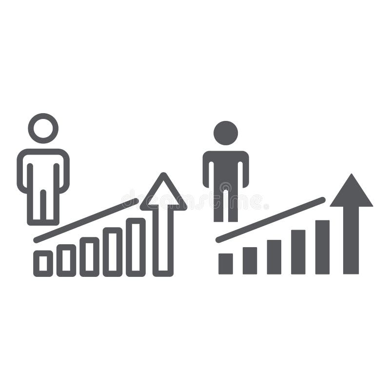 Career Rise Glyph Icon, Work and Progress, Person Success Sign, Vector ...