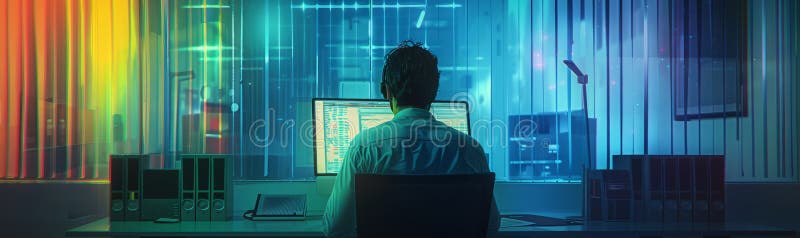 Career Stagnation, a Man in an Office, Staring Blankly at a Computer ...