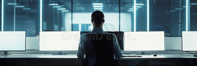 Career Stagnation, a Man in an Office, Staring Blankly at a Computer ...