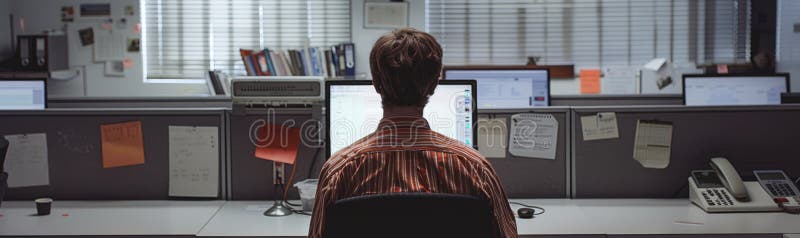 Career Stagnation, a Man in an Office, Staring Blankly at a Computer ...