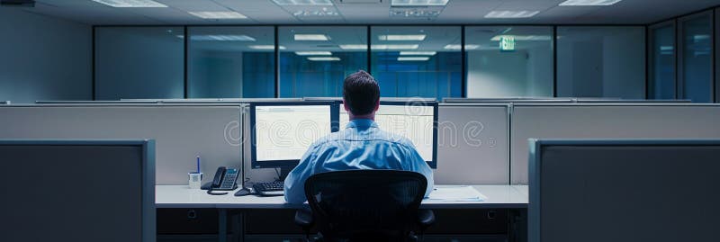 Career Stagnation, a Man in an Office, Staring Blankly at a Computer ...