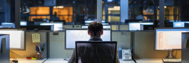Career Stagnation, a Man in an Office, Staring Blankly at a Computer ...