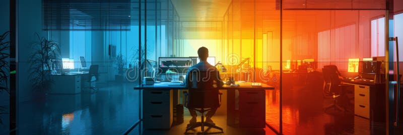 Career Stagnation, a Man in an Office, Staring Blankly at a Computer ...