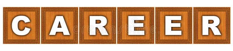 Career Text Title - Square Wooden Concept - White Background - 3D ...