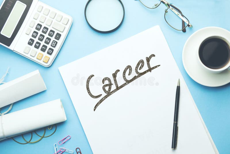 Career Text Written on Notepad with Stationary on Blue Table Stock ...