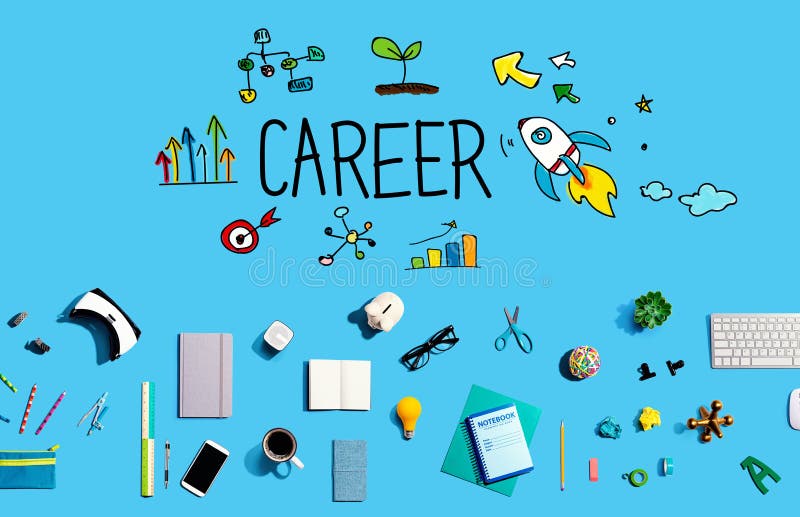 Career Theme with Electronic Gadgets and Office Supplies Stock Image ...