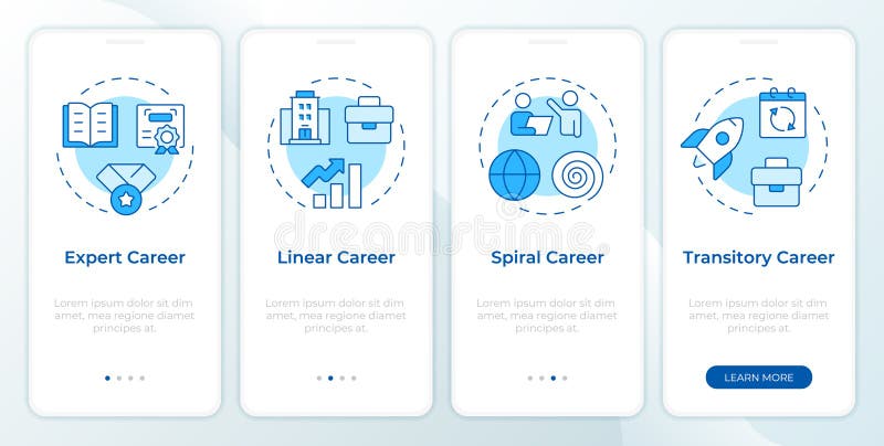 Career Types Blue Onboarding Mobile App Screen Stock Illustration ...