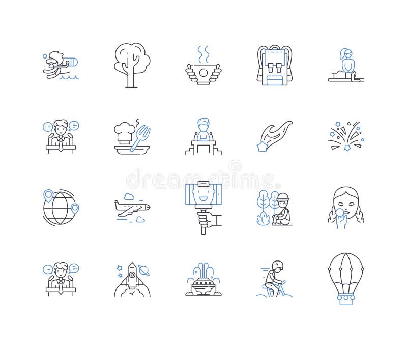 Carefree Amusement Line Icons Collection. Fun, Playful, Lighthearted ...