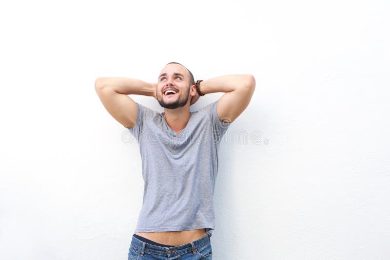 Carefree Happy Guy Laughing with Hands Behind Head Stock Image - Image ...