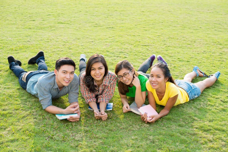 Group of Happy Smiling Teenage Students Outside College Stock Image ...