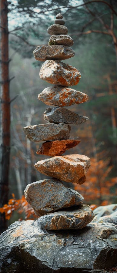 The Careful Balance of a Rock Stack Stock Photo - Image of balance ...