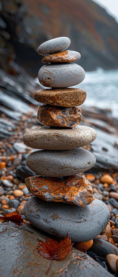 The Careful Balance of a Rock Stack Stock Image - Image of harmony ...