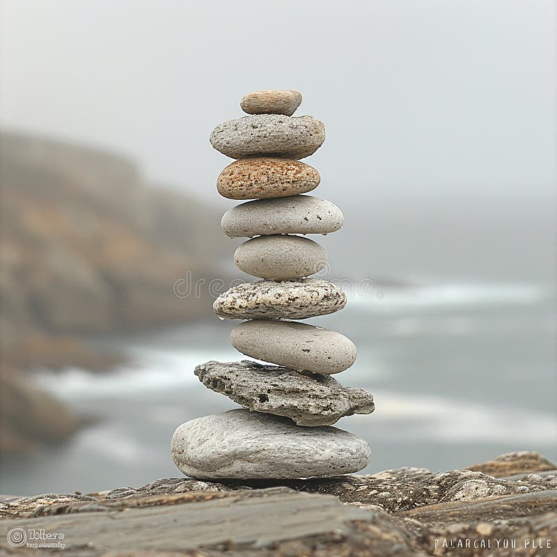 The Careful Balance of a Rock Stack Stock Image - Image of wellness ...