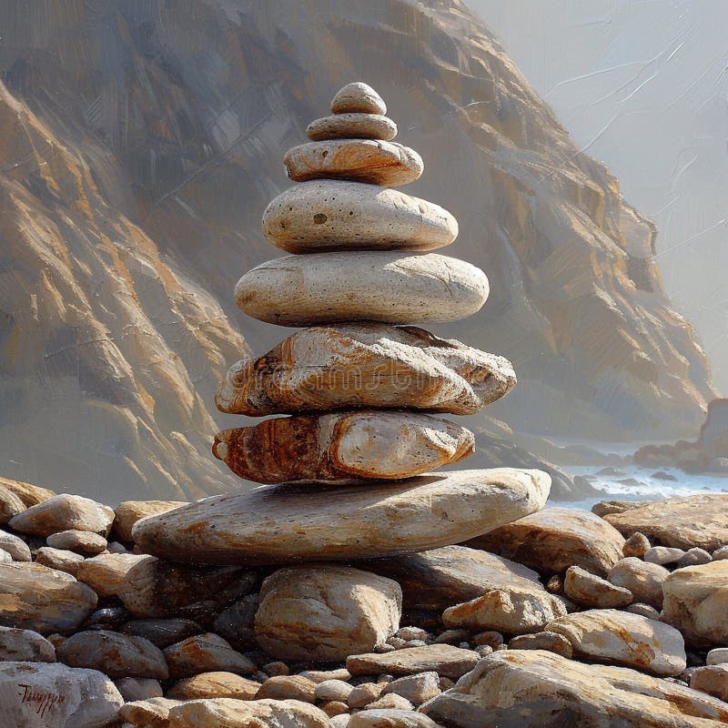 The Careful Balance of a Rock Stack Stock Image - Image of aplomb ...