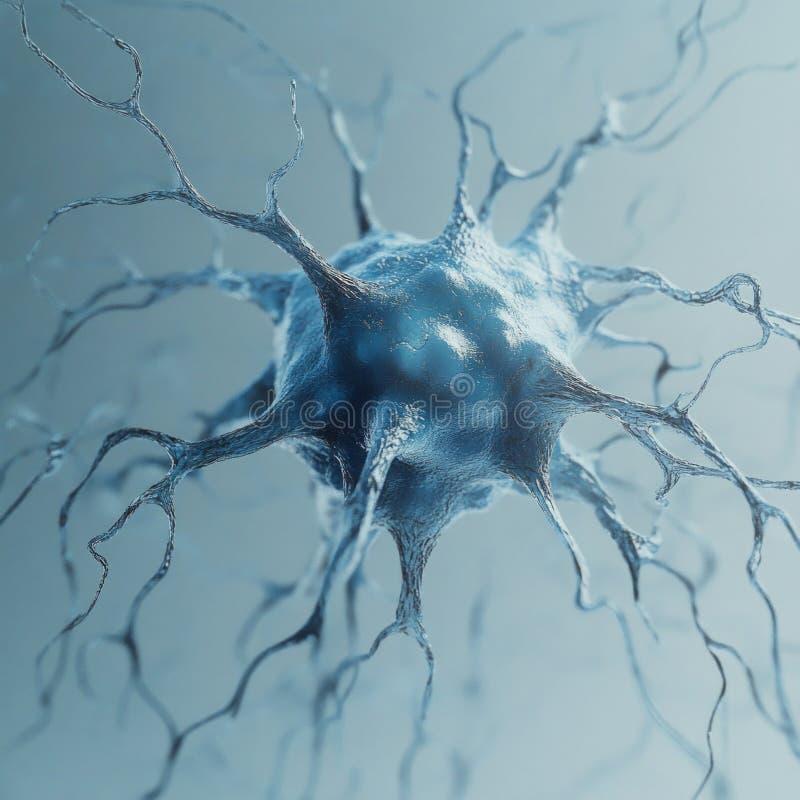 Detailed Visualization of a Neuron Showcasing Intricate Dendrites and ...